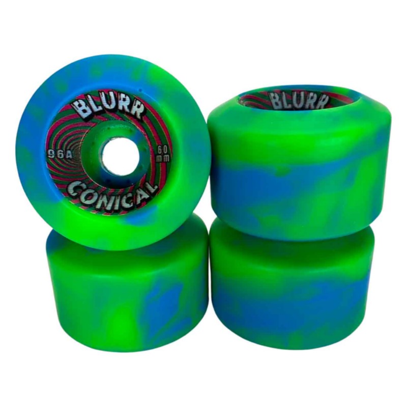 Vision Swirl Blurr Conicals Green/Blue Wheels 60MM 96A – NO23 Skateboards